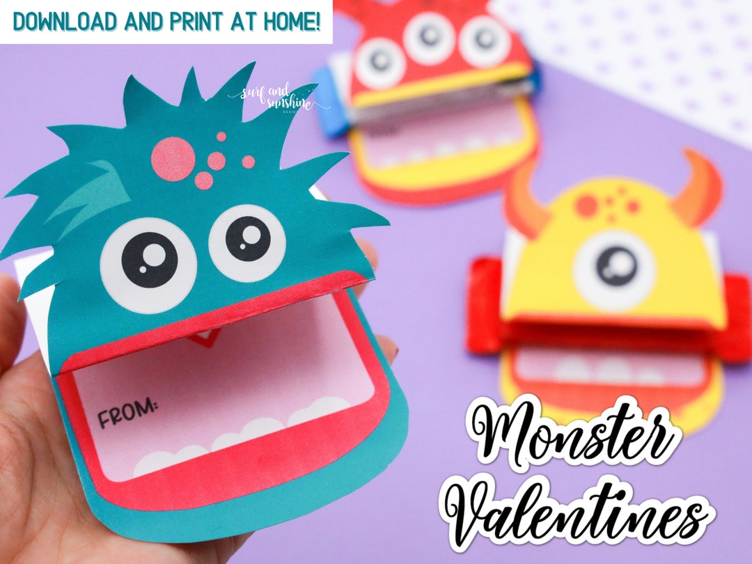 Love Monster Valentines | Printable Craft | Fun for Kids | Instant ...