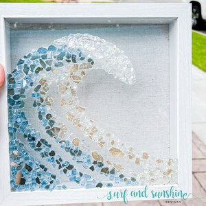 Handmade Ocean Wave Crushed Glass Art | Coastal Decor | Beach Art ...