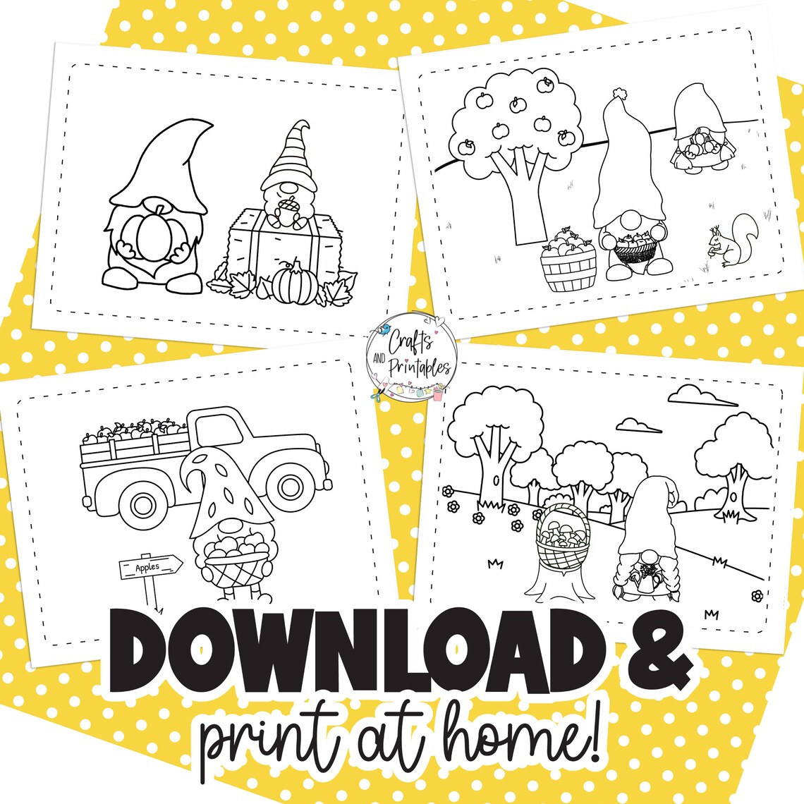 Autumn Gnomes Coloring Pages Printable Coloring Book - Etsy