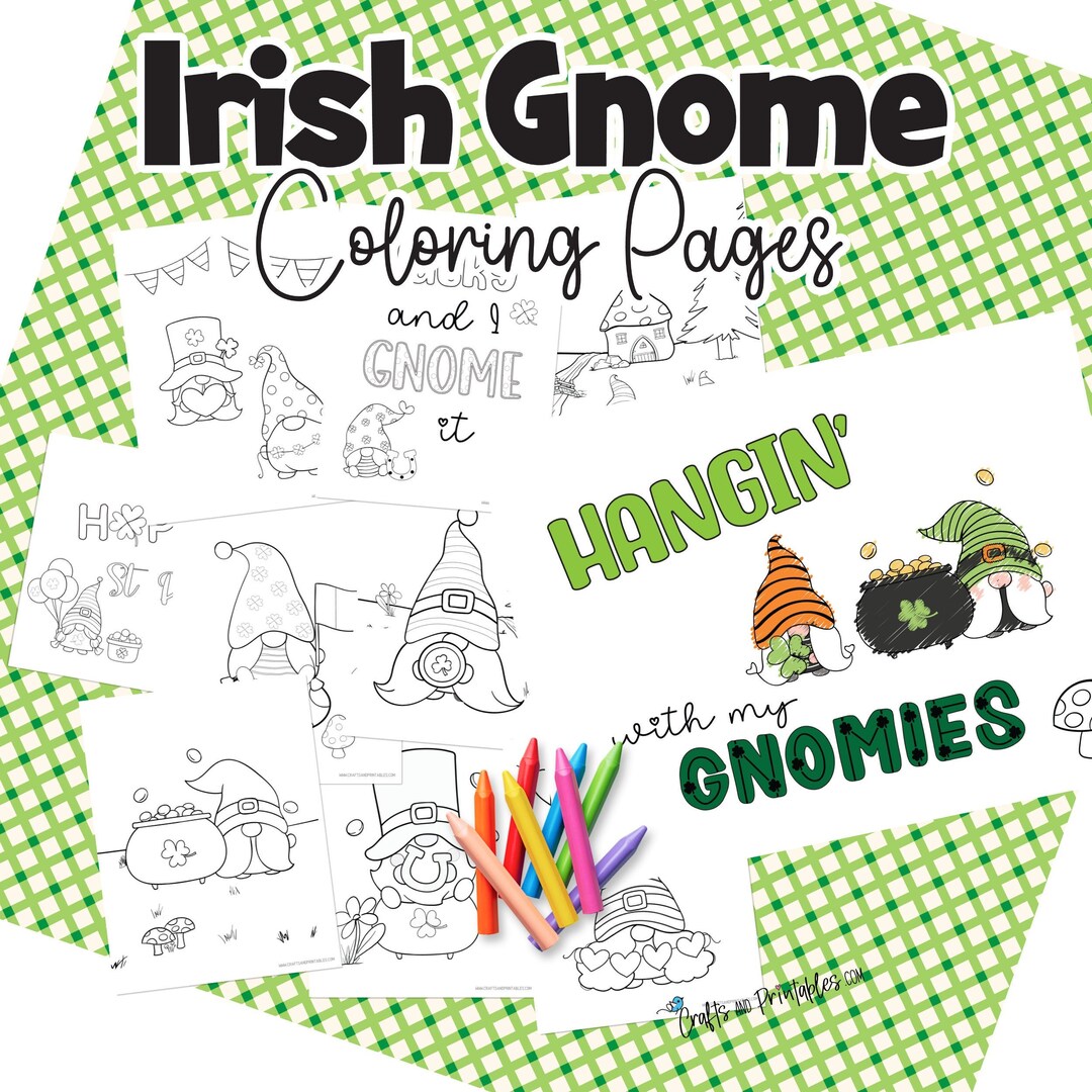 St. Patrick's Day Irish Gnomes Coloring Pages | Printable Coloring Book ...