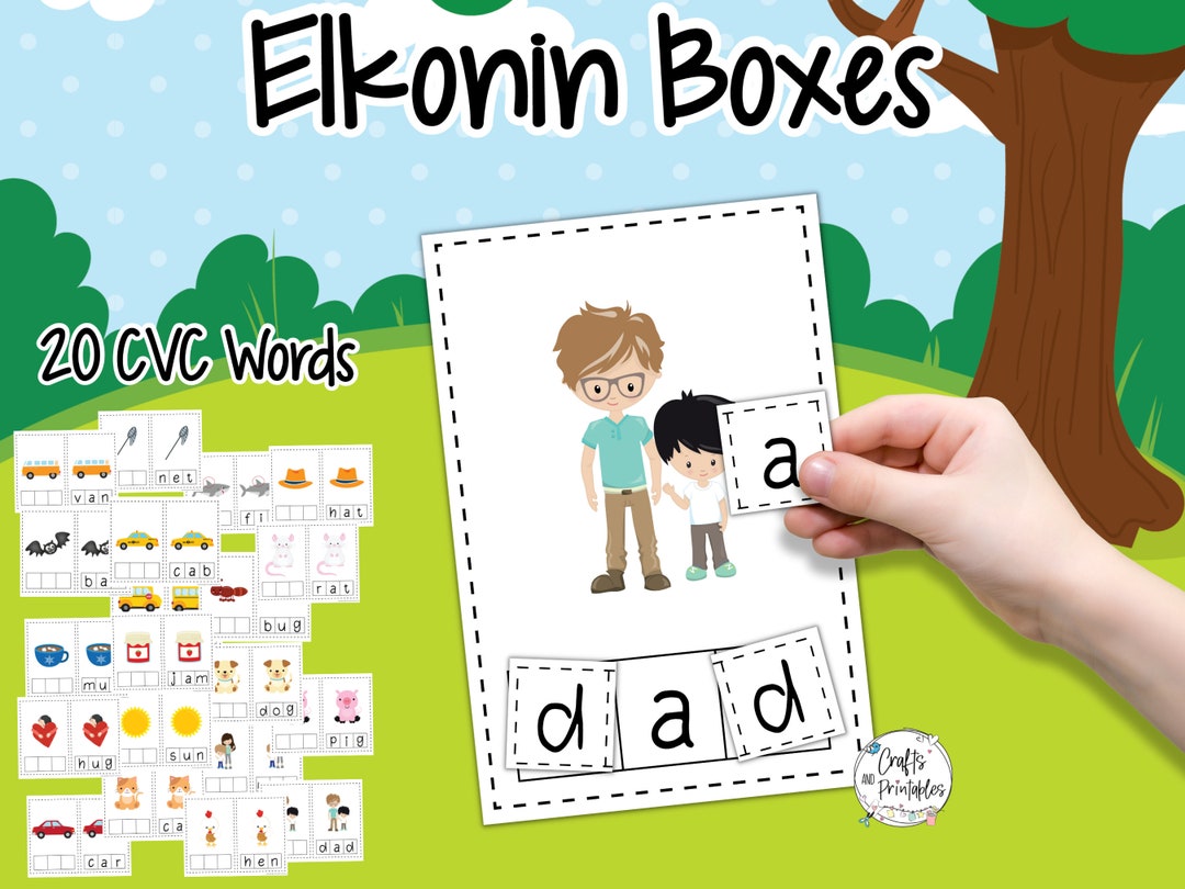 Elkonin Box | Sound Box Printable Activity Set of 20 CVC Words ...