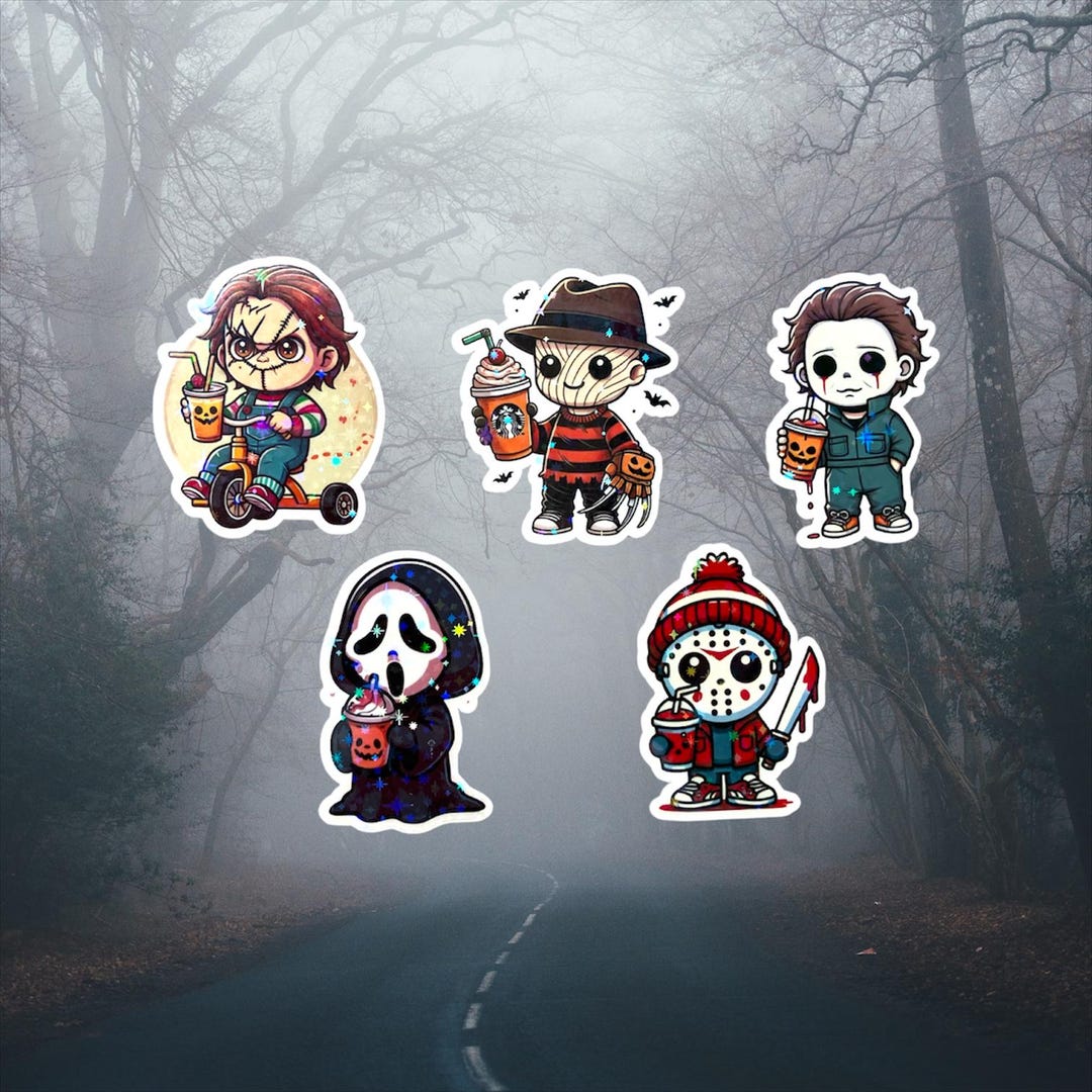 Chibi Slasher Vinyl Stickers Mini Horror Sticker Bundle Holographic ...