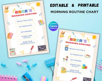 Editable Morning Routine Kids | Ready for School Routine Chart ...