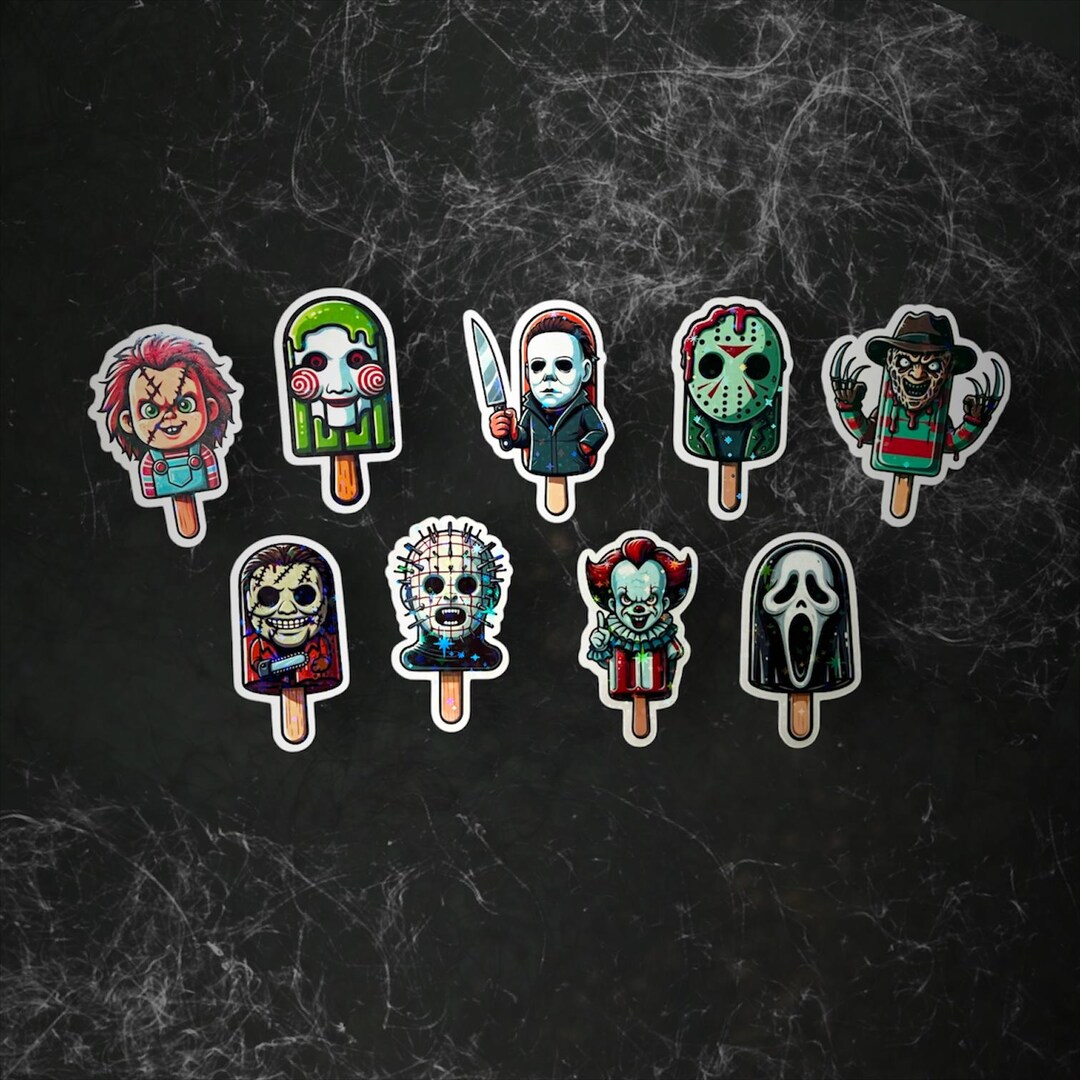 Mini Slasher Popsicle Stickers Holographic Vinyl Stickers Horror Movies ...