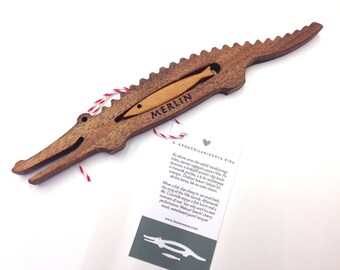 Natural Walnut Wood Music Instrument Crocodile & Colored Fish | Etsy