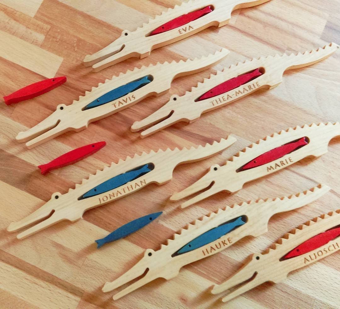 Natural Walnut Wood Music Instrument Crocodile & Colored Fish | Etsy