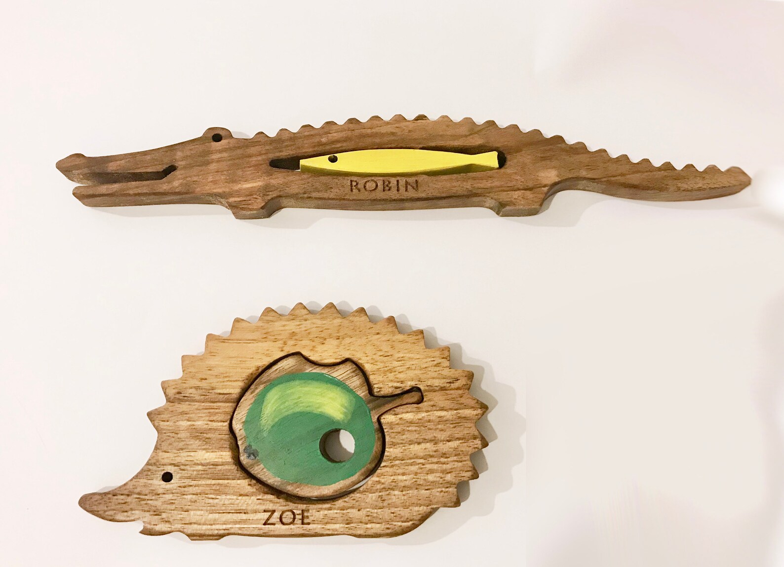 All Natural Walnut Wood Music Instrument Crocodile & His Fish | Etsy