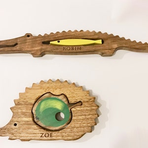 All Natural Walnut Wood Music Instrument Crocodile & His Fish | Etsy