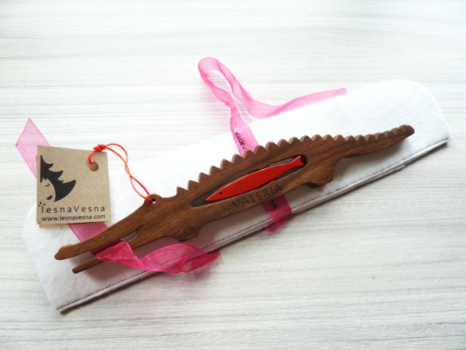 Natural Walnut Wood Music Instrument Crocodile & Colored Fish | Etsy