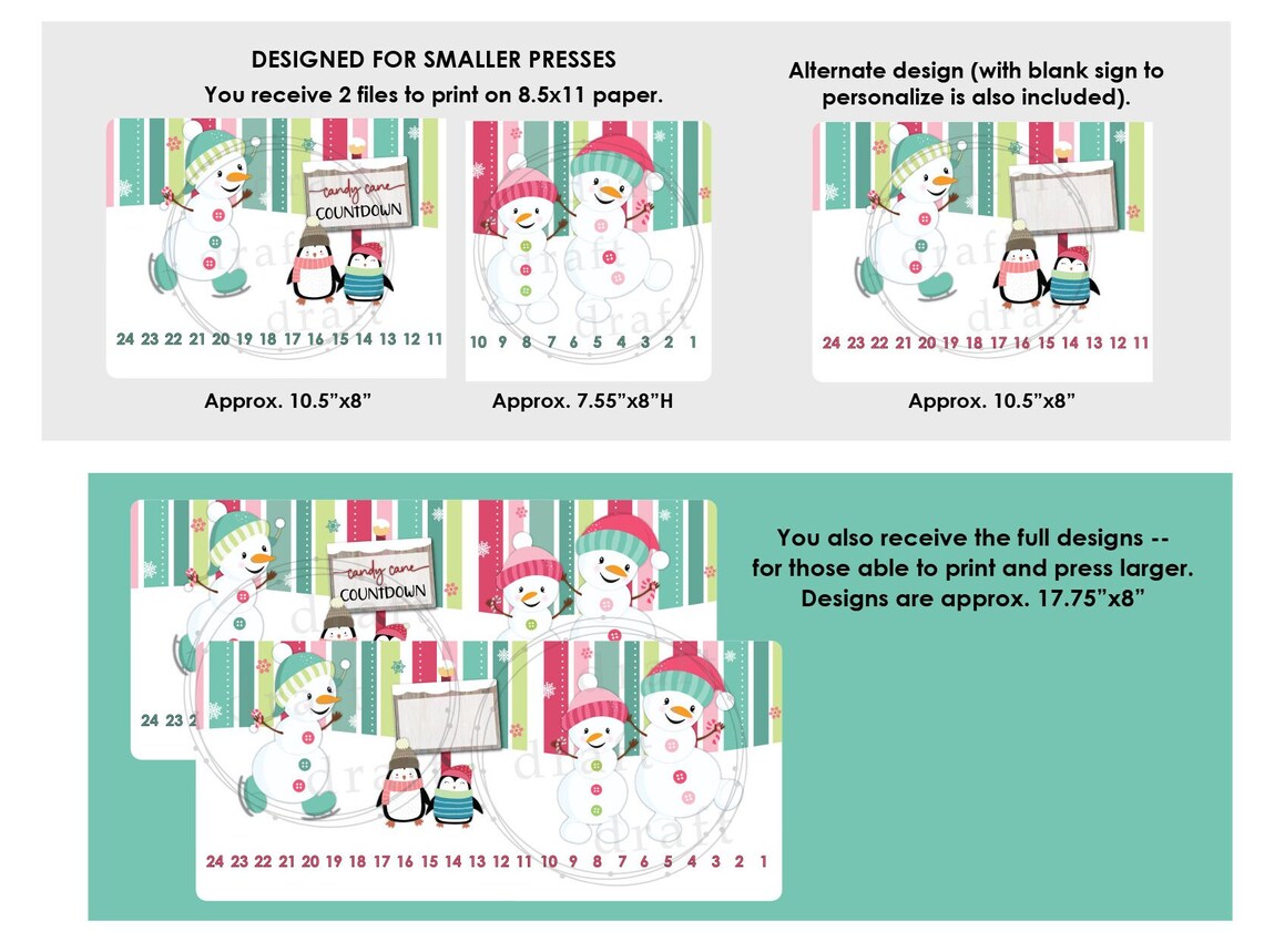 CANDY CANE COUNTDOWN 8.5x11-friendly 2 Christmas Designs - Etsy