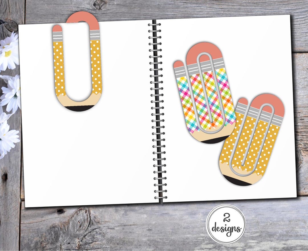 2 Big Paper Clip Designs • Pencils • Paperclip • Large Bookmarks ...