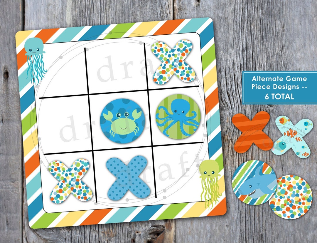 TIC TAC TOE Design • Under the Sea • Ocean • 6 Pieces of 3 X's and 3 O ...