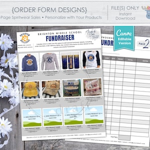 12 PRODUCT Fundraiser Order Form Design 2 Pager DIY 12-up Canva ...