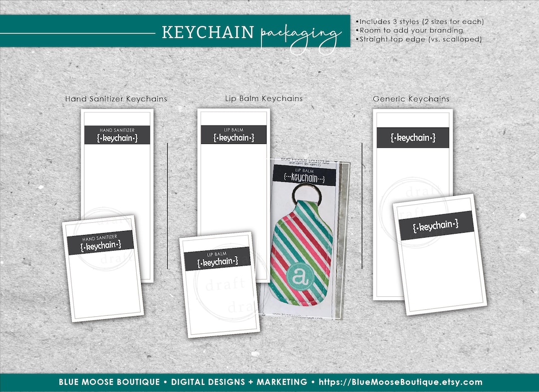KEYCHAIN PACKAGING BUNDLE • Straight Top • Ready to Personalize • Lip ...