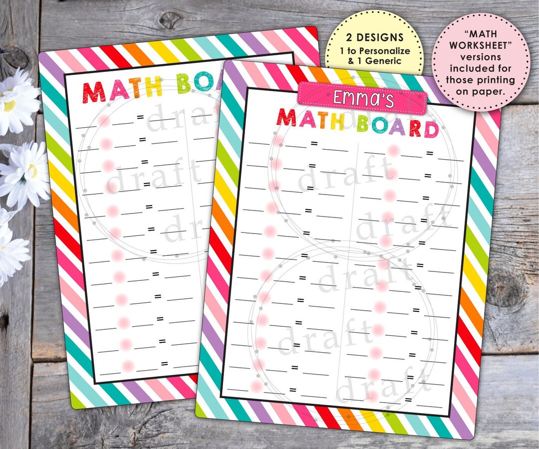 Blank MATH • 4 Boards/worksheet Designs • Blank Practice Boards ...