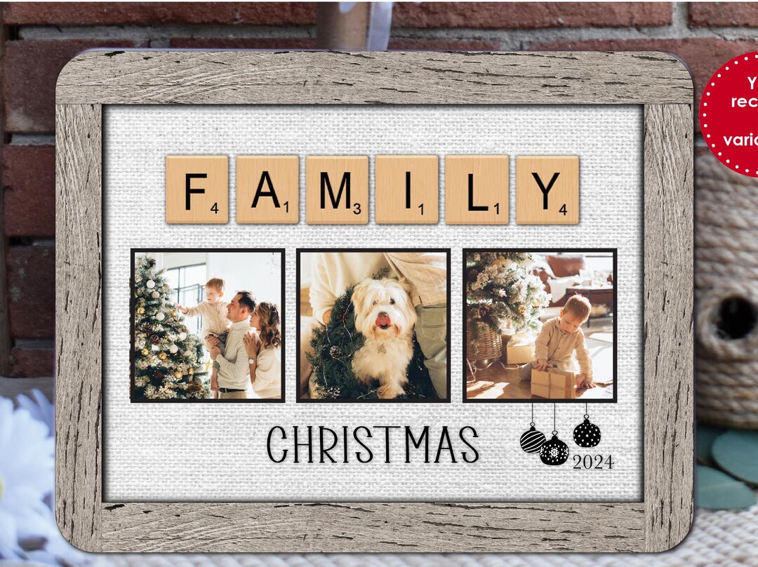 2 FAMILY Scrabble Designs Board With Photos/picture Cutouts Christmas ...