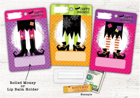 3 HALLOWEEN Gift Card Designs Witch Legs Attach - Etsy