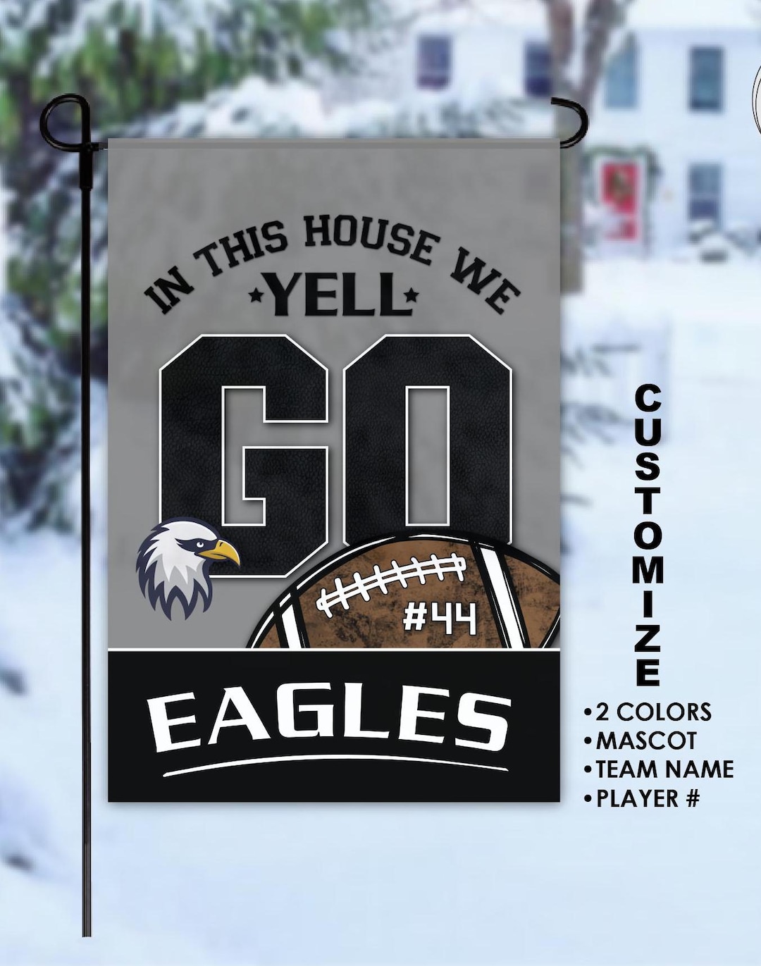 2 FOOTBALL Flag Designs • in This House We Cheer • You Customize • Add ...