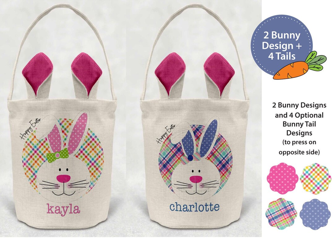 EASTER BUNNY BUCKET Designs • Happy Easter • 2 Bunnies • 4 Bunny Tails ...