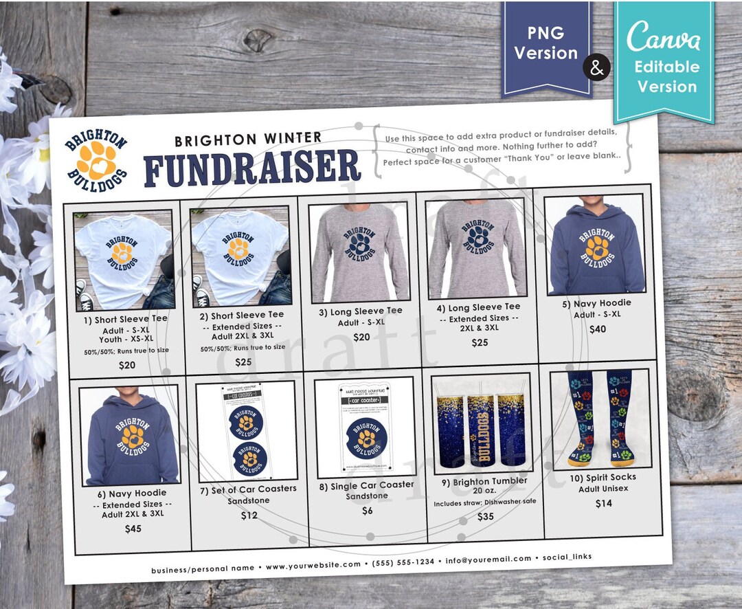 10 PRODUCT Fundraiser Order Form Design 2 Pager DIY 10-up Canva ...