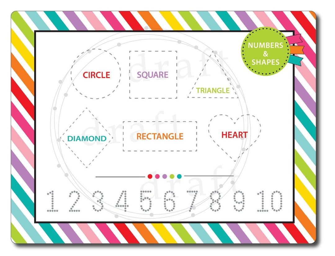 SHAPES & NUMBERS TRACE ==> Whimsy/bright Colors • Practice • Dry Erase ...