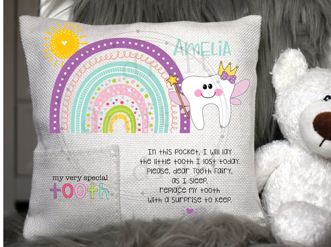 Rainbow TOOTH FAIRY Pillow Design Kids Lost Tooth - Etsy