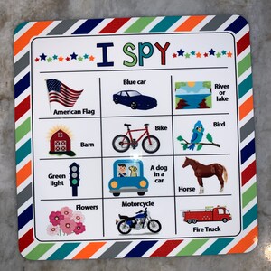 I SPY Design • Primary Colors • 6x6 Board Game • Car Travel Activities ...
