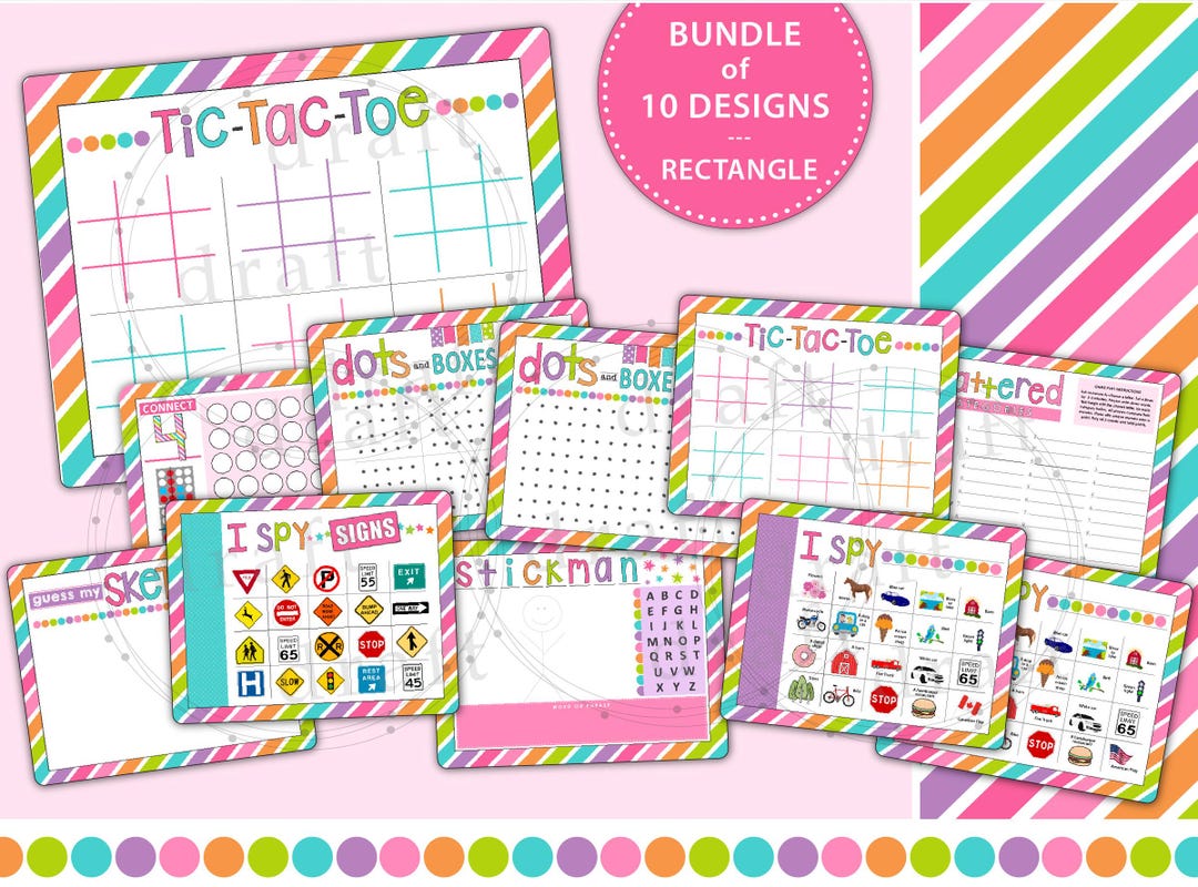10 Game Design Bundle • Whimsy Colors • Dry Erase Boards • Rectangle ...
