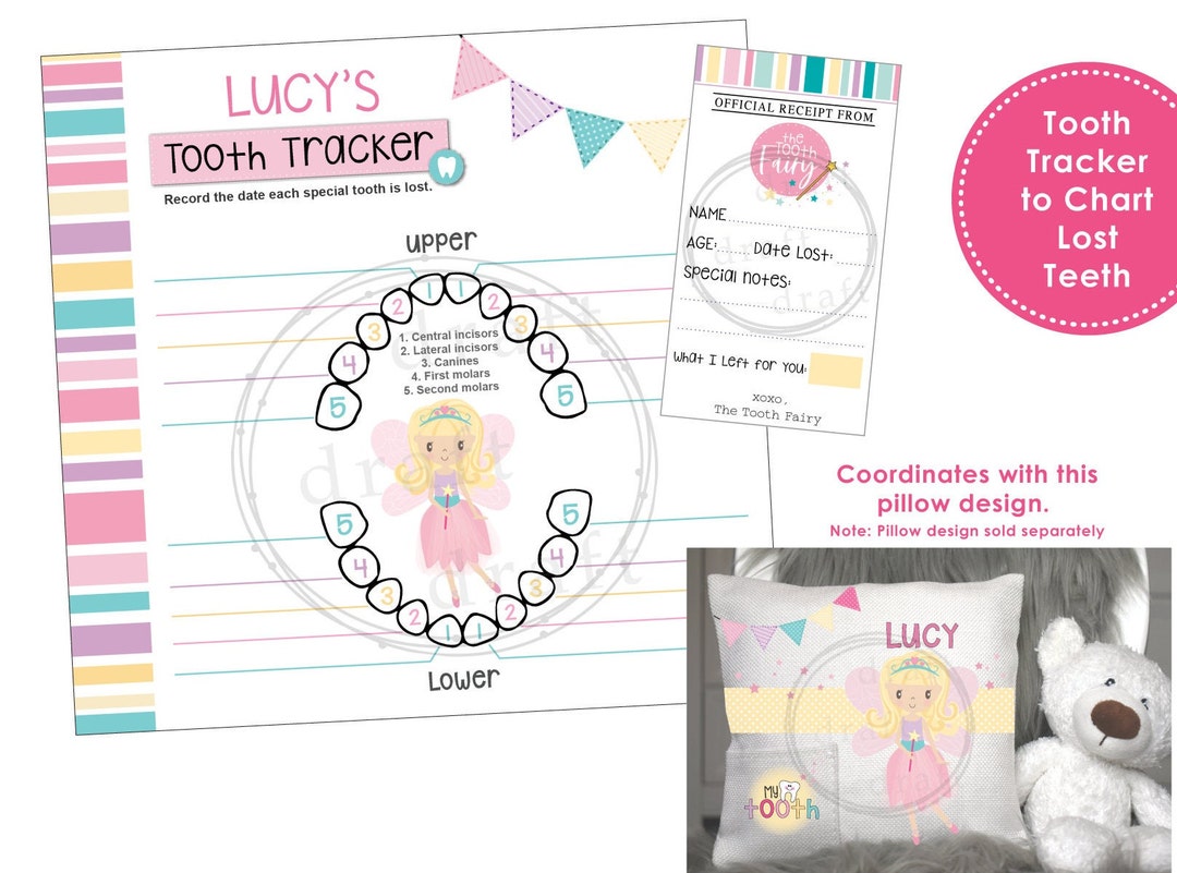 TOOTH TRACKER RECEIPT Print on Paper to Accompany Tooth Fairy Pillow ...