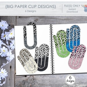 6 Big Paper Clip Design Bundle • Leopard & Glitter • Paperclip ...