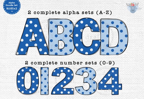 ALPHA DOODLE BUNDLE 72 Images Design: Blues X 2 Letters - Etsy
