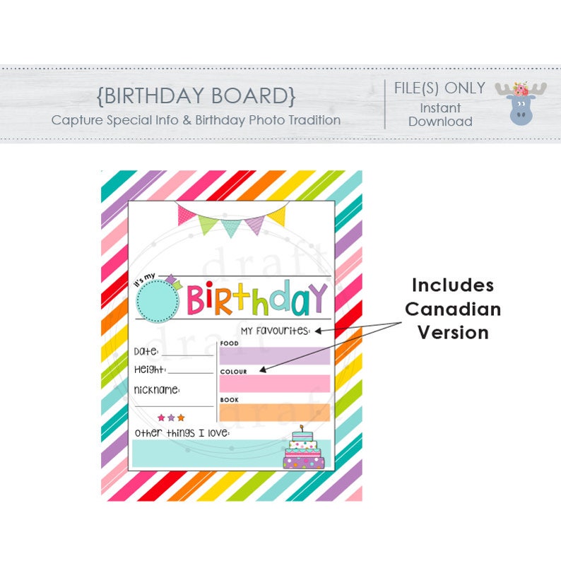 BIRTHDAY BOARD Photo Picture Taking Board Incl Canadian | Etsy