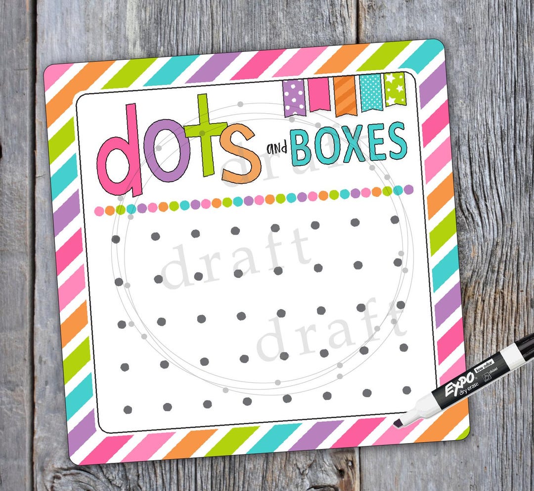 DOTS and BOXES Design • Whimsy • Square • 6x6 Game Boards Dry Erase ...