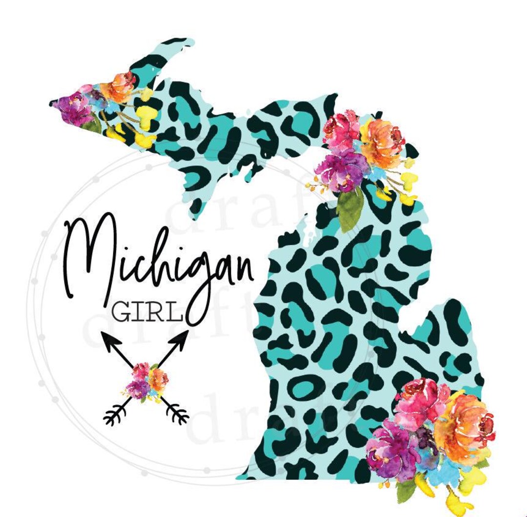 Michigan - the Mitten Designs - the State of Michigan - Aqua Leopard ...