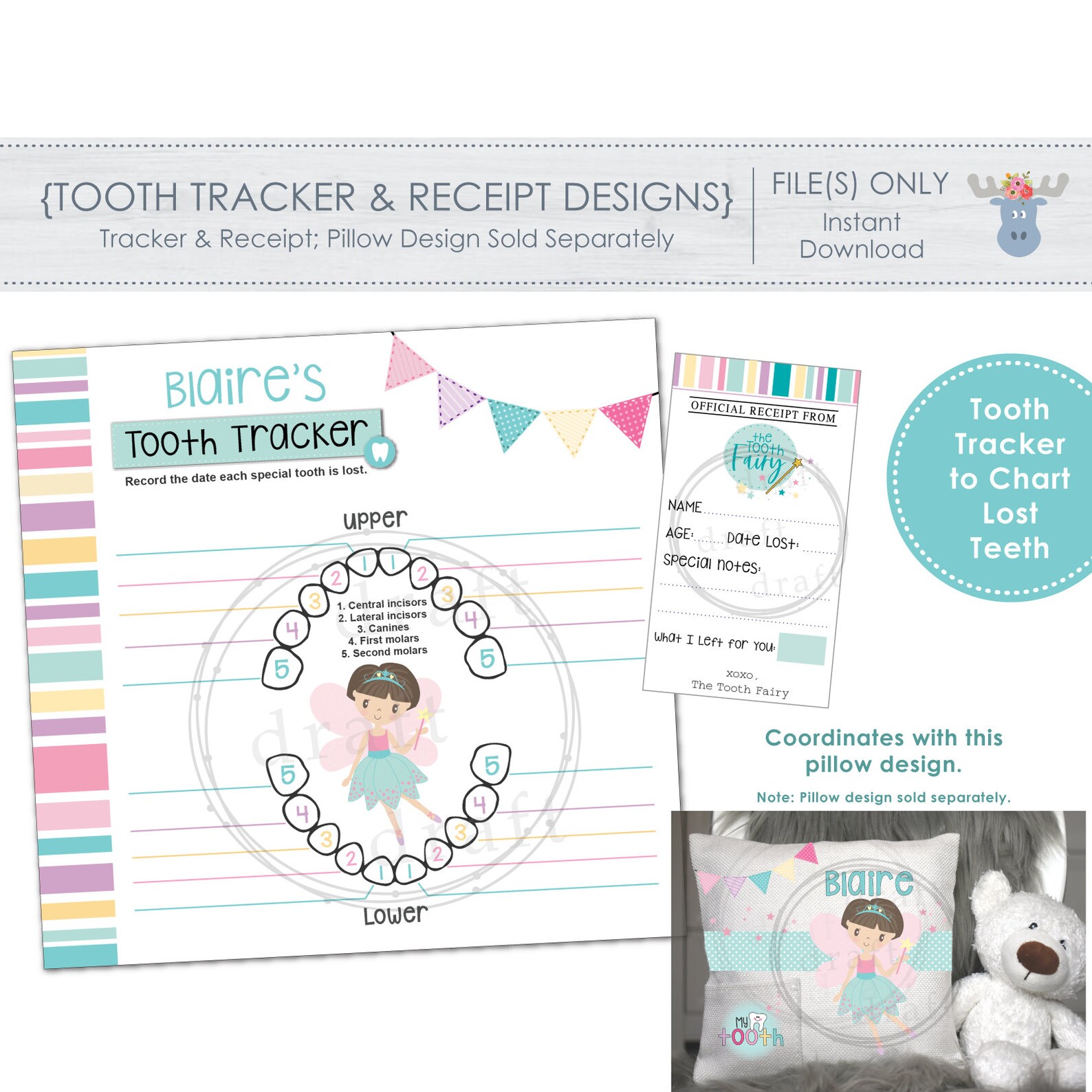 TOOTH TRACKER RECEIPT Print on Paper to Accompany Tooth - Etsy