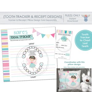 TOOTH TRACKER RECEIPT Print on Paper to Accompany Tooth Fairy Pillow ...