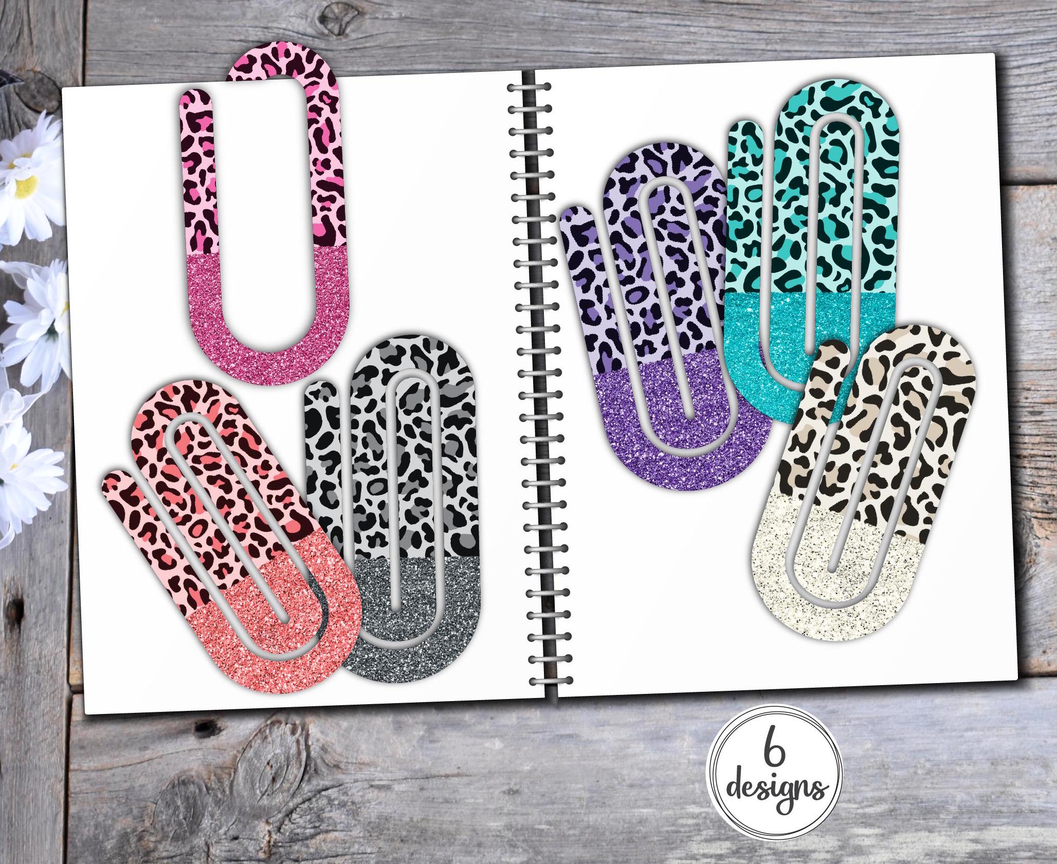 6 Big Paper Clip Design Bundle • Leopard & Glitter • Paperclip ...