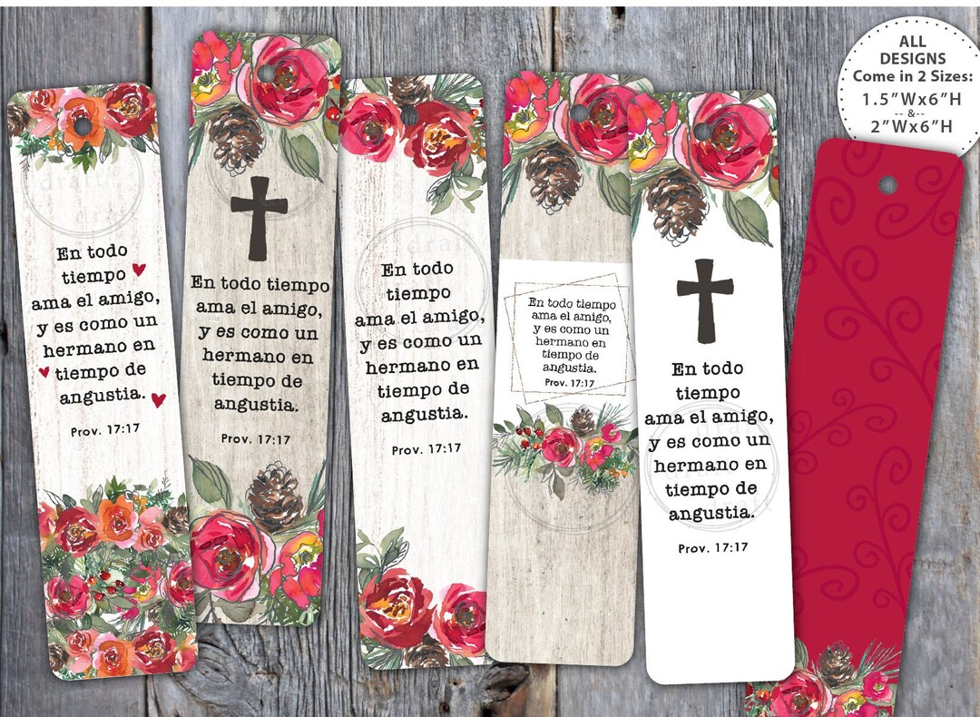 6 FAITH Spanish Bookmark Designs • Floral • Christian • Book Lover ...