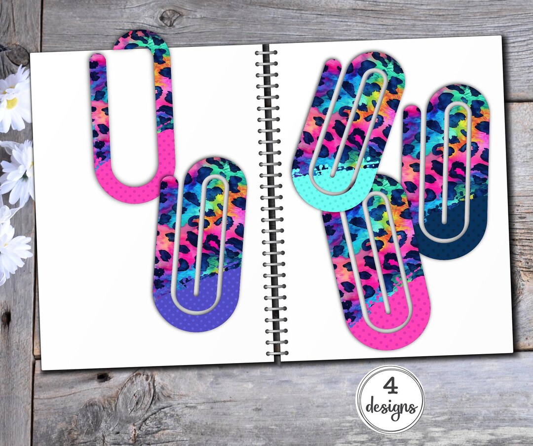 4 Big Paper Clip Design Bundle • Leopard & Glitter • Paperclip ...