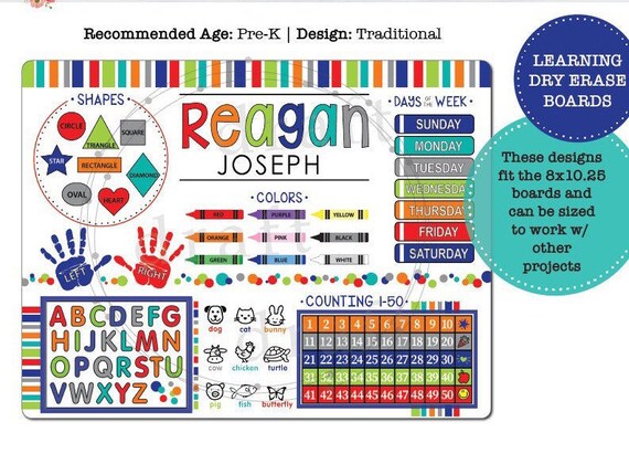 PRE-K Learning Board Traditional Educational Boards - Etsy
