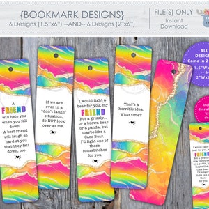 6 FUNNY Bookmark Designs • Friends • Snarky • Includes 2 Sizes for Each ...