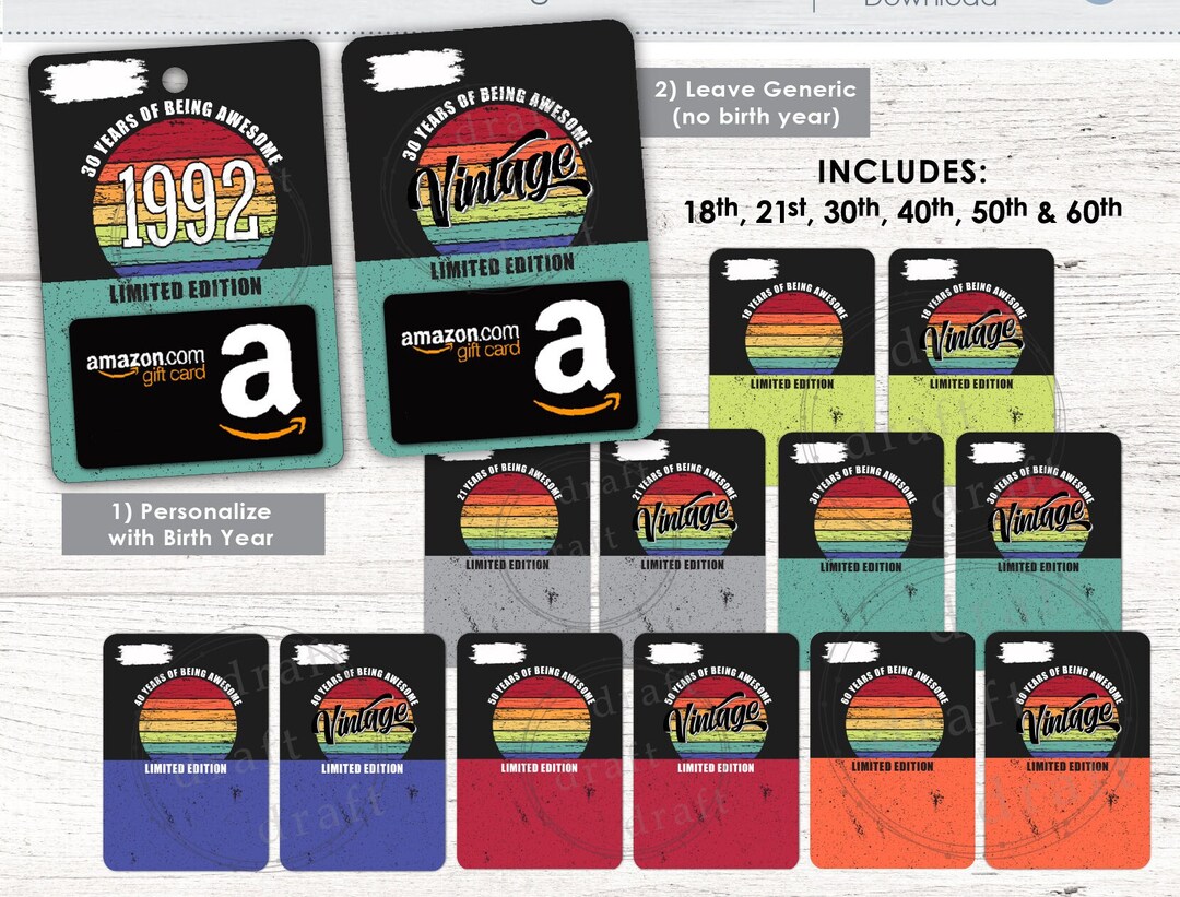 12 BIRTHDAY Gift Card Designs • Vintage • Xx Years of Being Awesome ...