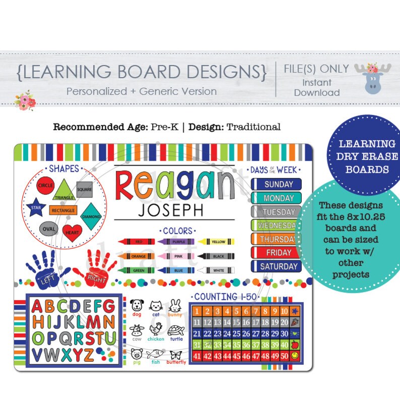 PRE-K Learning Board Traditional Educational Boards | Etsy