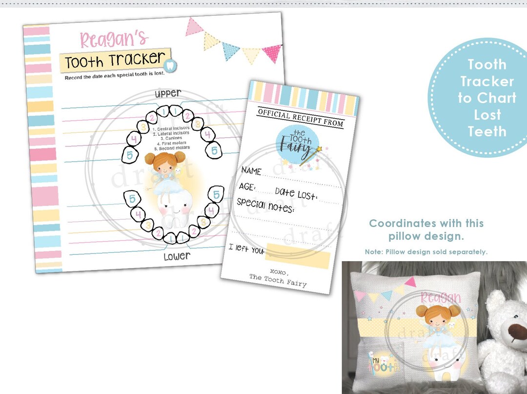 TOOTH TRACKER + RECEIPT • Print on Paper to Accompany Tooth Fairy ...