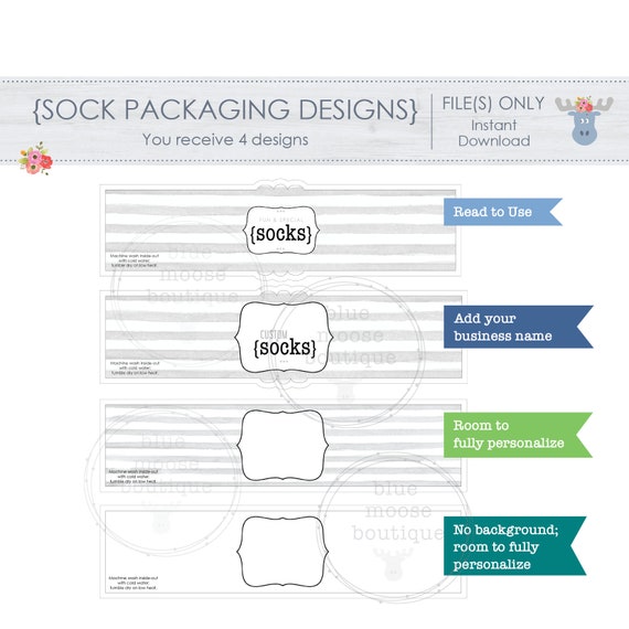 Sock PACKAGING 7 Different Design Options Print & | Etsy