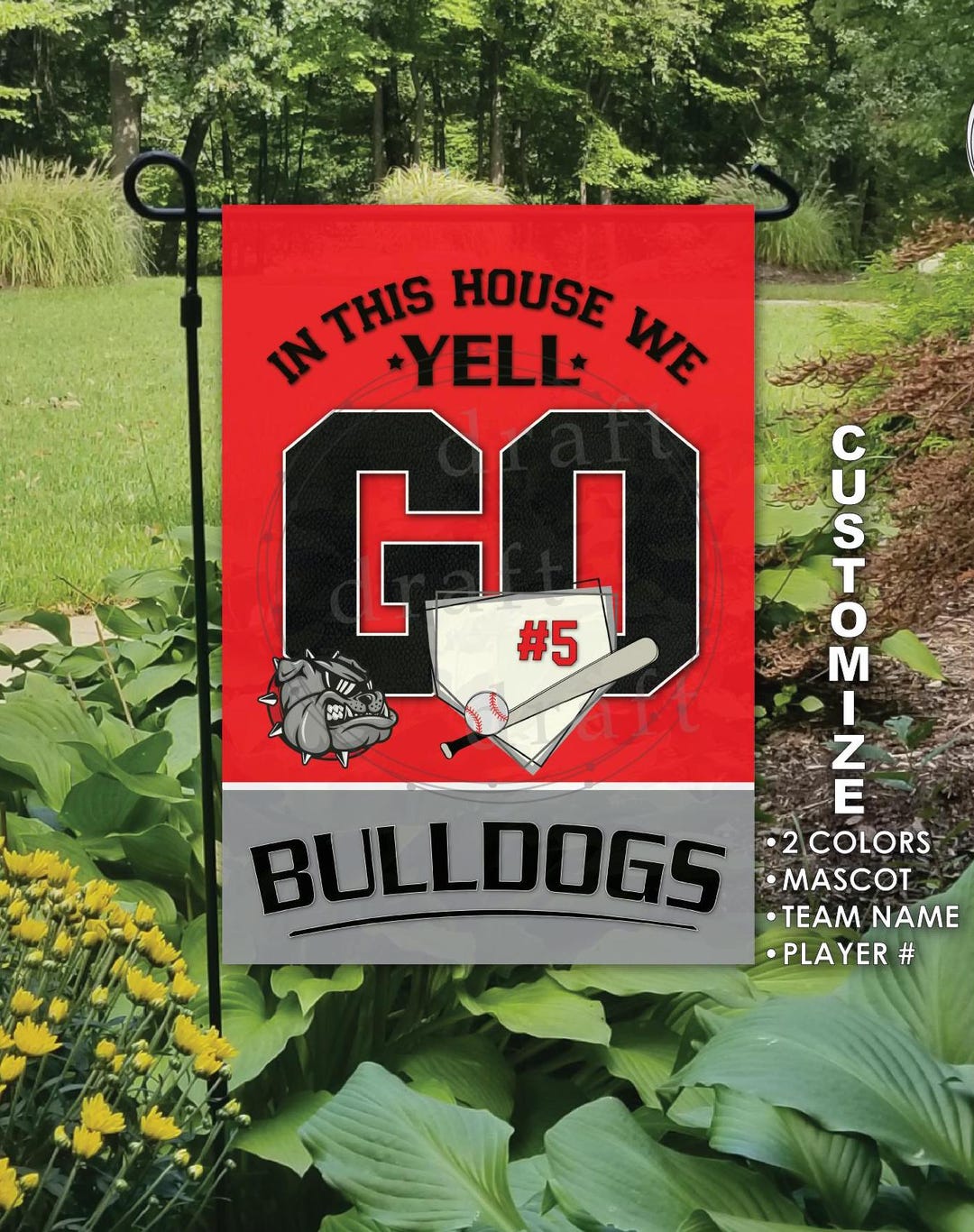 2 BASEBALL Flag Designs • in This House We Cheer • You Customize • Add ...
