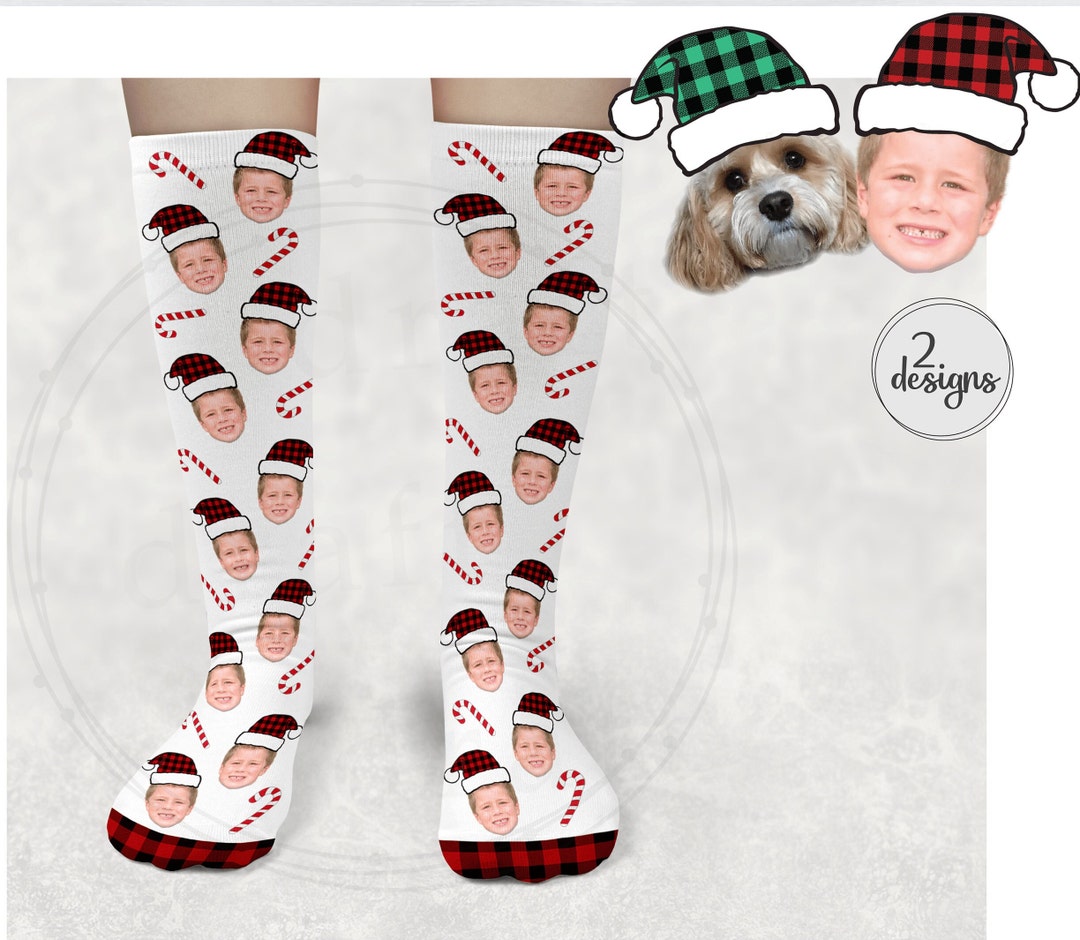 Santa Sock Design • Buffalo Plaid • Add a Face • Sublimation Designs ...