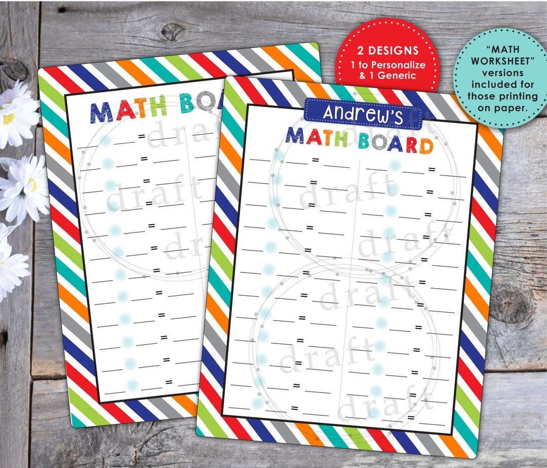 Blank MATH 4 Boards/worksheet Designs Blank Practice Boards Primary ...