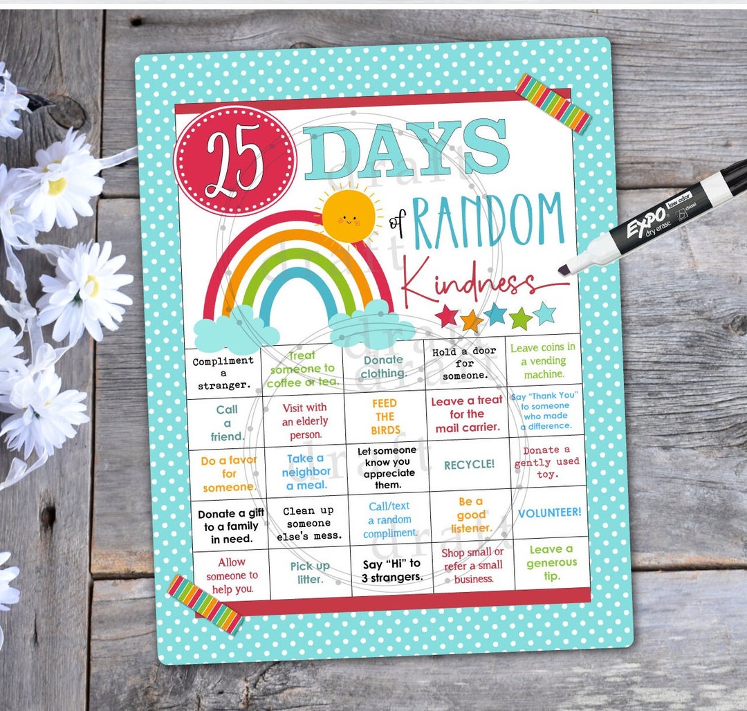 25 Days of Kindness Challenge • Dry Erase Board • Activity Board ...