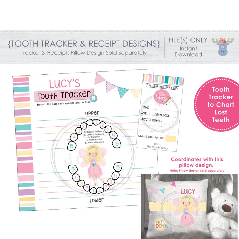 TOOTH TRACKER + RECEIPT • Print on Paper to Accompany Tooth Fairy ...